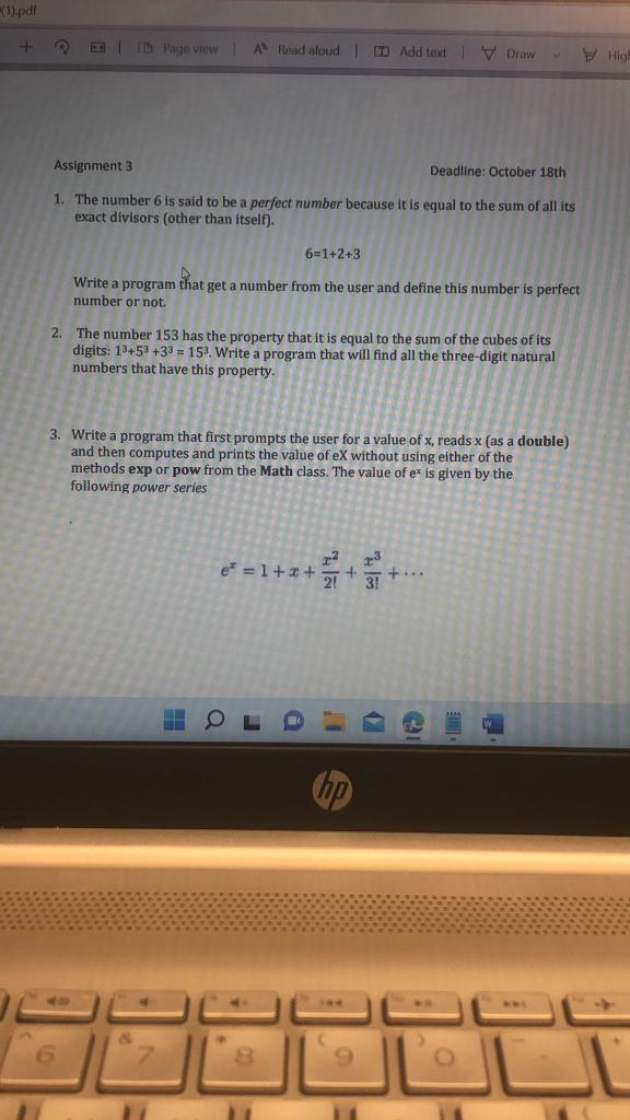 Solved 1. The number 6 is said to be a perfect number | Chegg.com