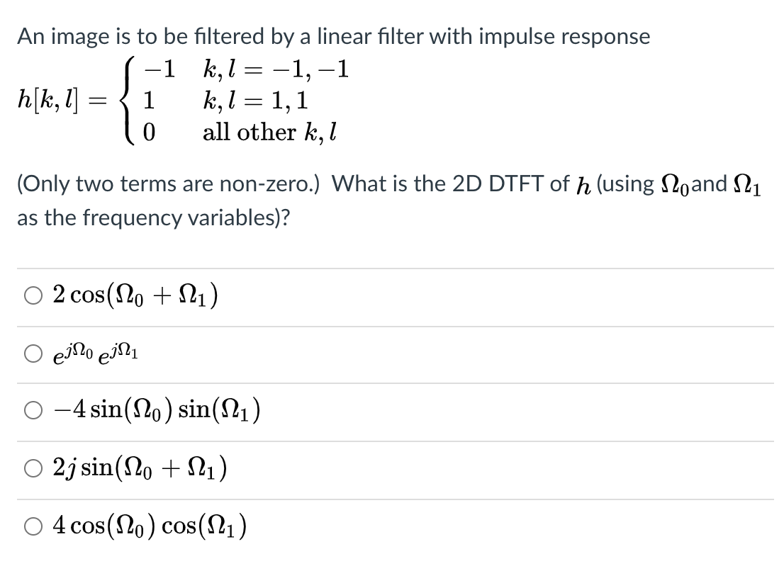 Solved An image is to be filtered by a linear filter with | Chegg.com