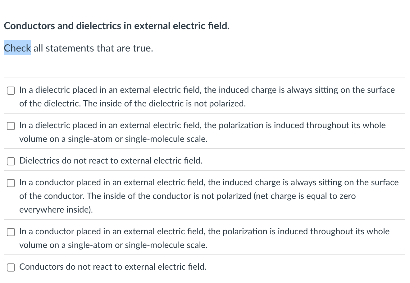 Solved Conductors and dielectrics in external electric | Chegg.com