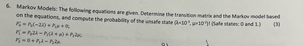 Solved Markov Models: The following equations are given. | Chegg.com