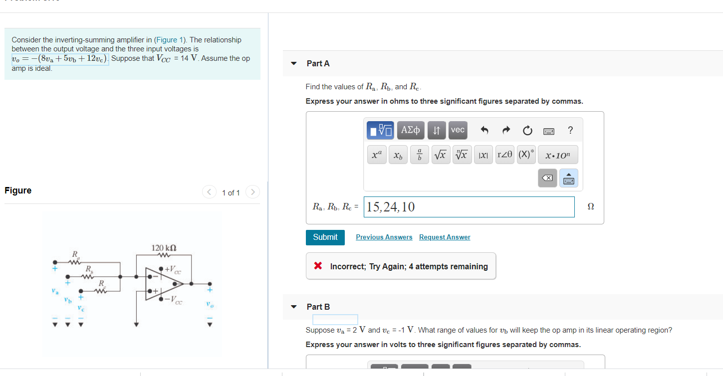Solved Consider the inverting-summing amplifier in (Figure | Chegg.com