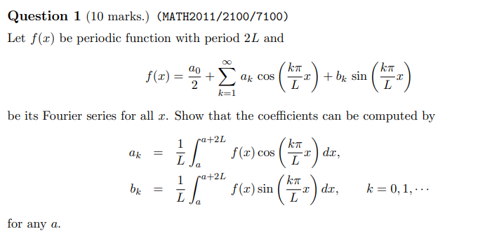 Solved Question 1 (10 marks.) (MATH2011/2100/7100) Let f(x) | Chegg.com