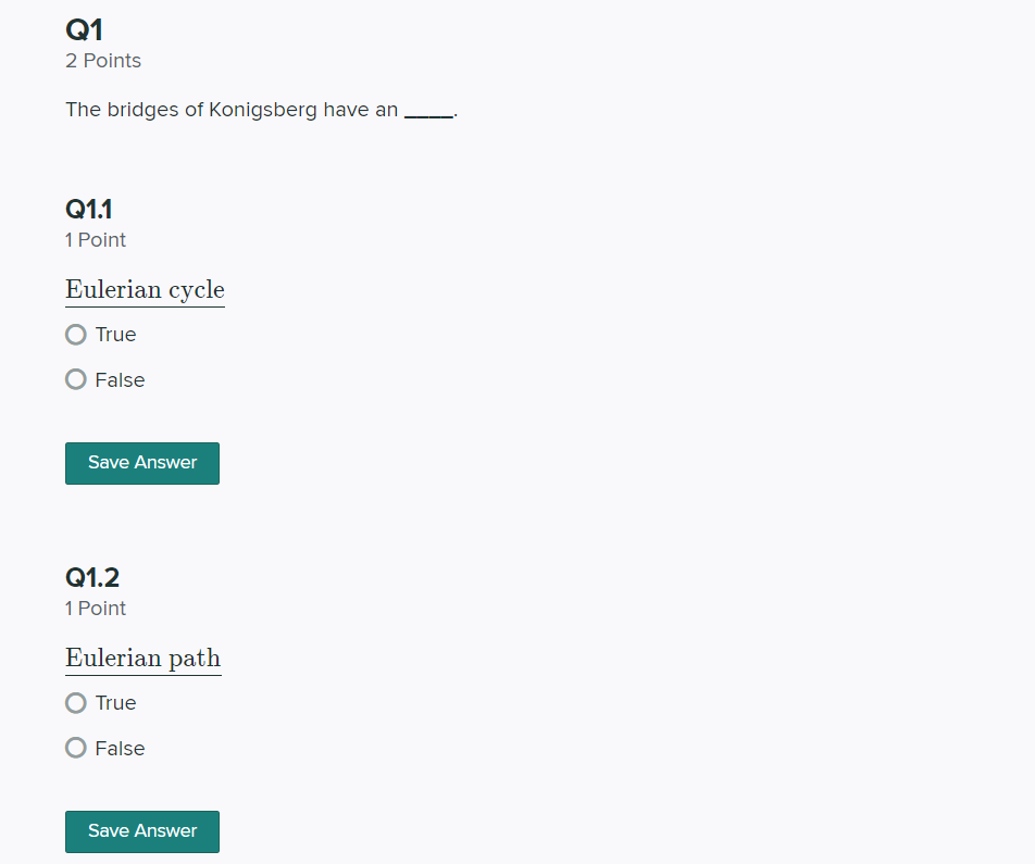 Solved Q1 2 Points The bridges of Konigsberg have an Q1.1 1 | Chegg.com