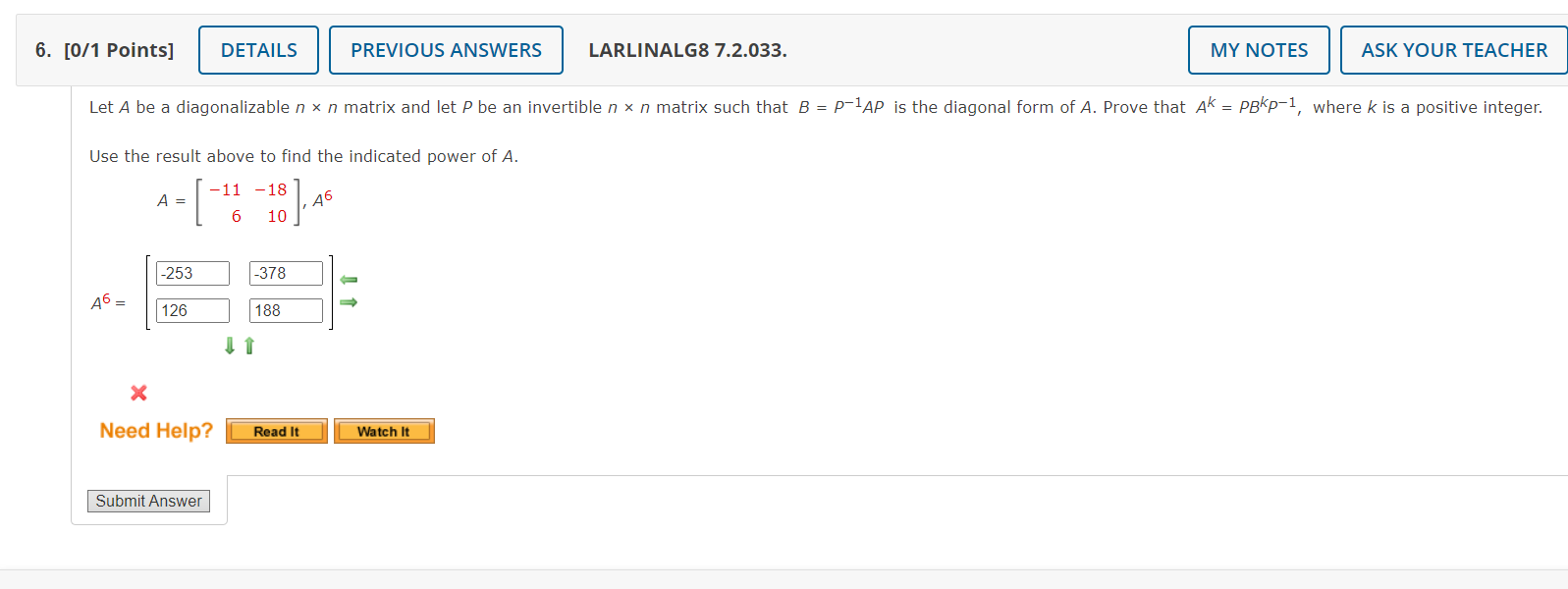 Solved Use the result above to find the indicated power of | Chegg.com