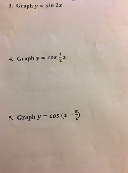 Solved 3. Graph y sin 2x 4. Graph y cos 5, Graph y cos (x - | Chegg.com