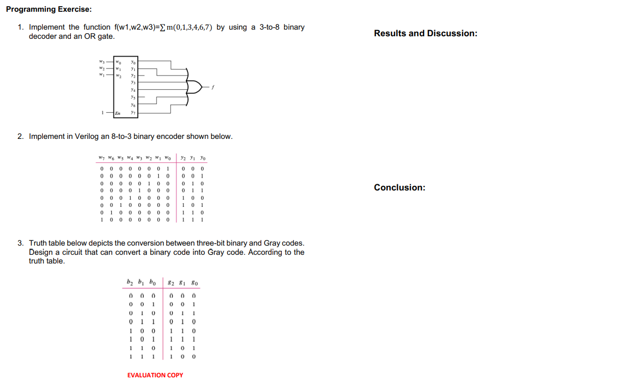 Solved 1 Implement The Function Fw1w2w3∑m013467 