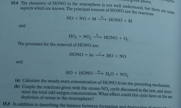 Solved ts given above pres- 15.4 The chemistry of HONO in | Chegg.com