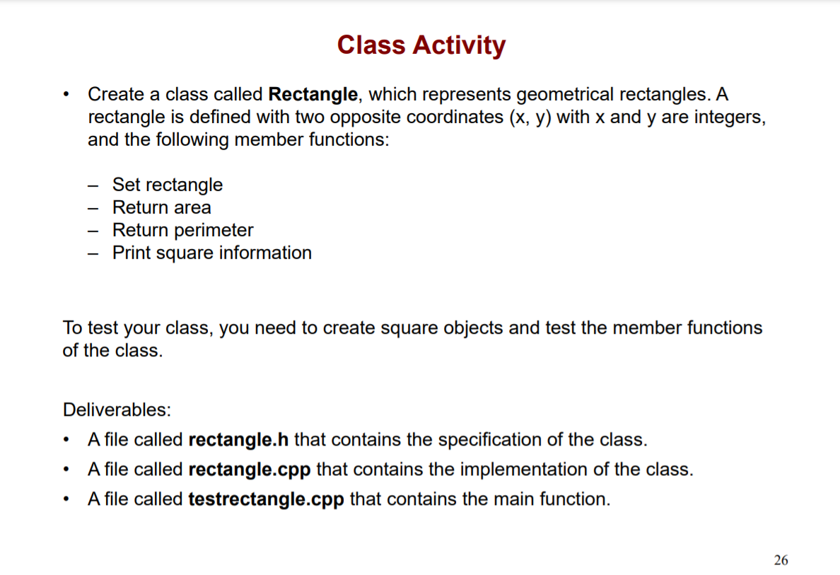 Solved Create a class called Rectangle, which represents | Chegg.com