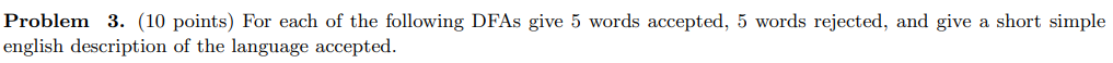 Solved Problem 3. (10 points) For each of the following DFAs | Chegg.com