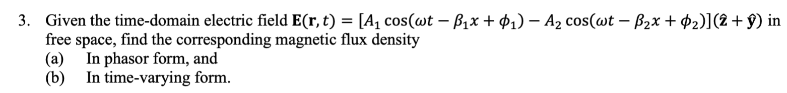 Solved 3. Given the time-domain electric field | Chegg.com