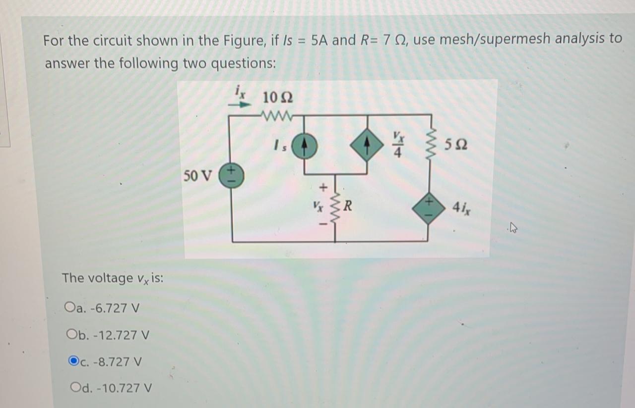 Solved For the circuit shown in the Figure, if Is = 5A and | Chegg.com