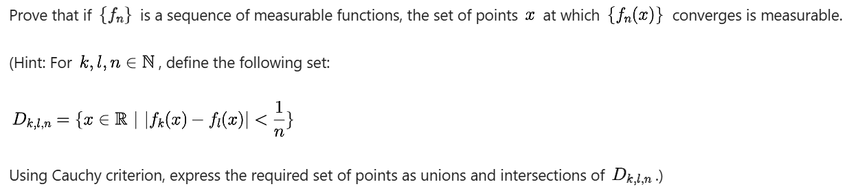 Solved Prove that if {fn} is ﻿a sequence of ﻿measurable | Chegg.com