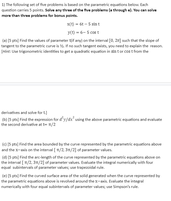 Solved 1) The following set of five problems is based on the | Chegg.com