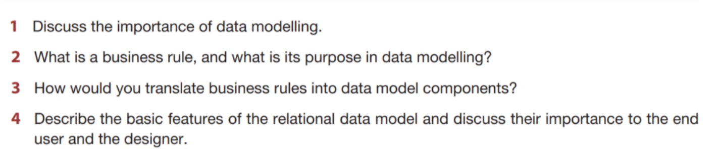 Solved 1 Discuss the importance of data modelling. 2 What is | Chegg.com