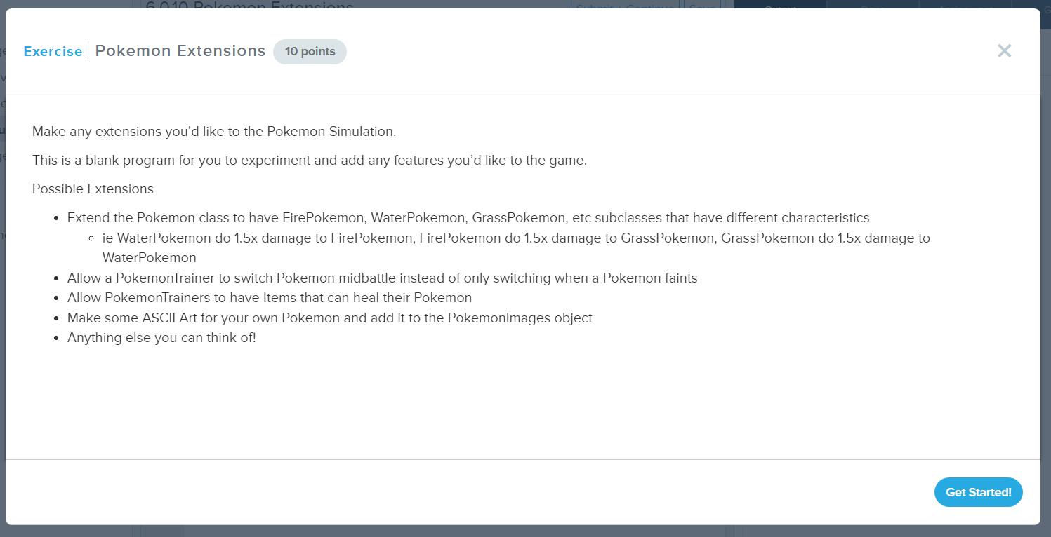 Solved 6.0.10 Pokemon Extensions 1 public class | Chegg.com