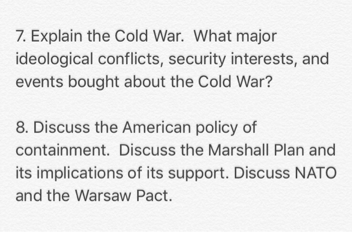 7. Explain the Cold War. What major ideological | Chegg.com