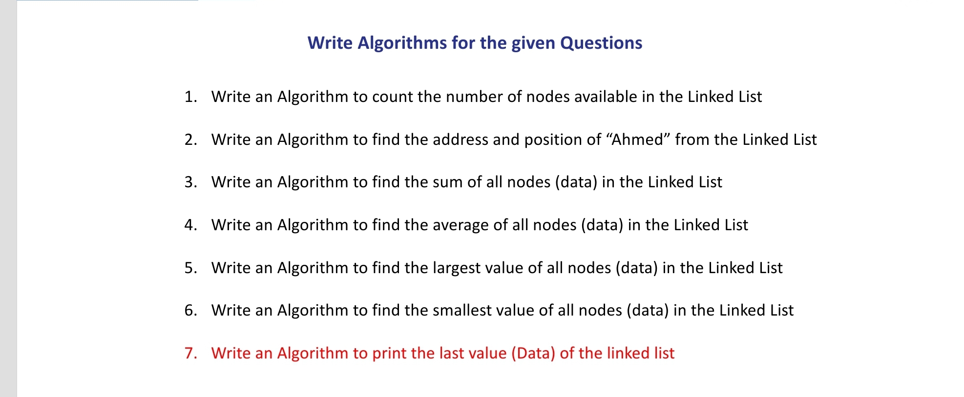 Solved Write Algorithms For The Given Questions 1 Write An 3141