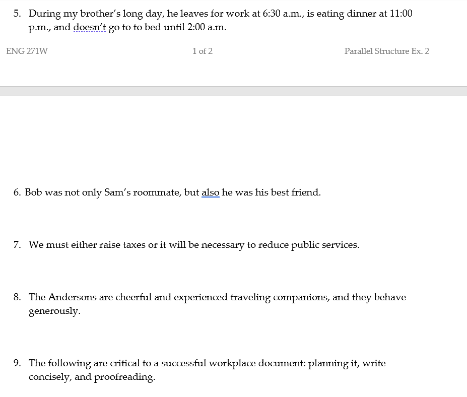 Solved Instructions Each sentence below shows incorrect | Chegg.com