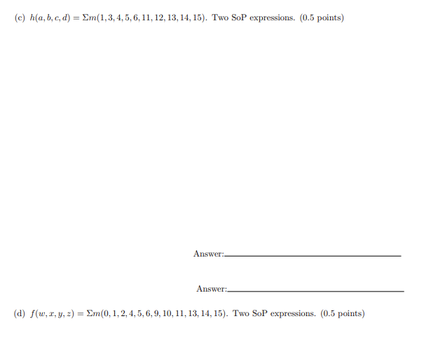 Solved 1. Find all minimum SoP expressions for the following | Chegg.com
