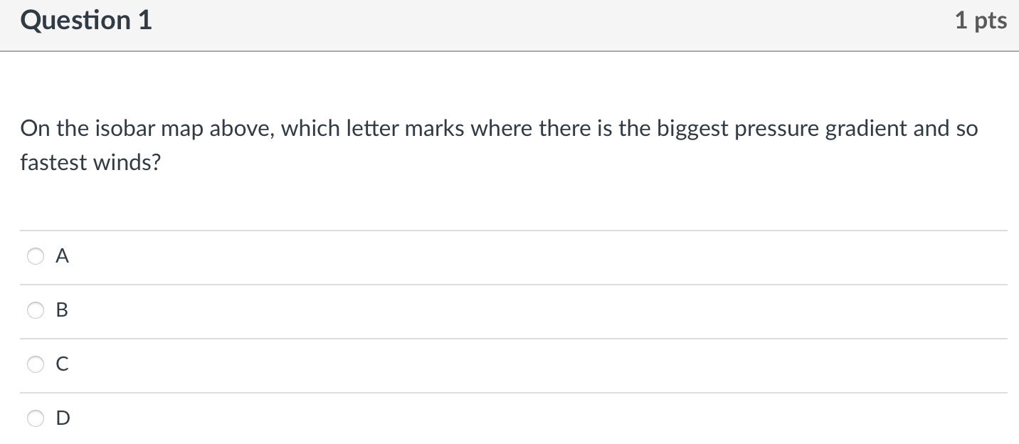 Solved The isobar map above will be used to answer questions | Chegg.com
