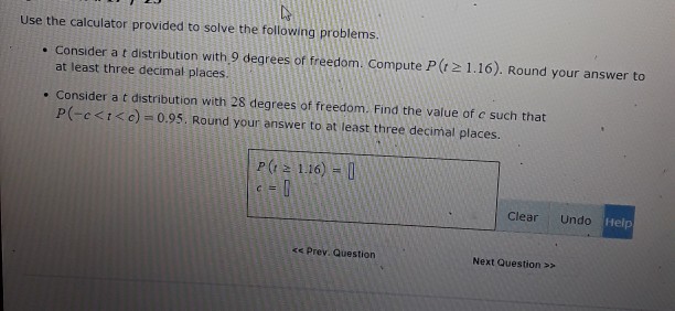 Solved Use the calculator provided to solve the following | Chegg.com