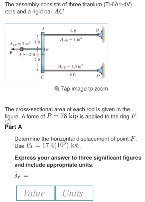 Solved The assembly consists of three titanium (Ti-6A1-4V) | Chegg.com
