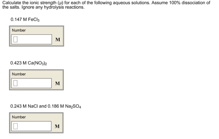 Solved Calculate the ionic strength (p) for each of the | Chegg.com