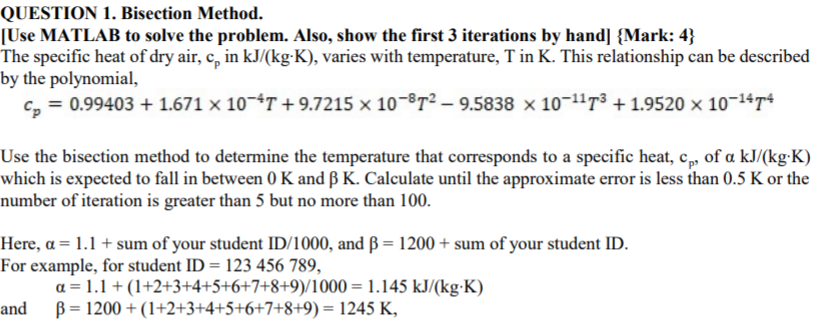 Solved QUESTION 1. Bisection Method. [Use MATLAB to solve | Chegg.com