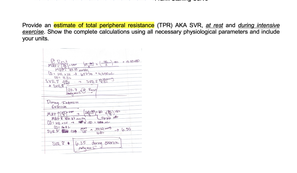 QUESTION: Cardiovascular Physiology-Hemodynamics: | Chegg.com