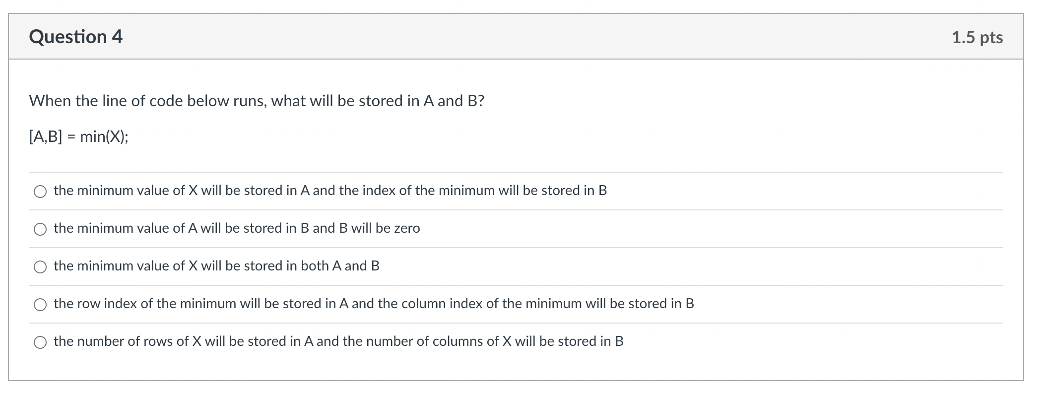Solved When the line of code below runs, what will be stored | Chegg.com