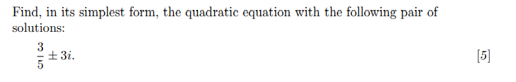 Solved Find, in its simplest form, the quadratic equation | Chegg.com