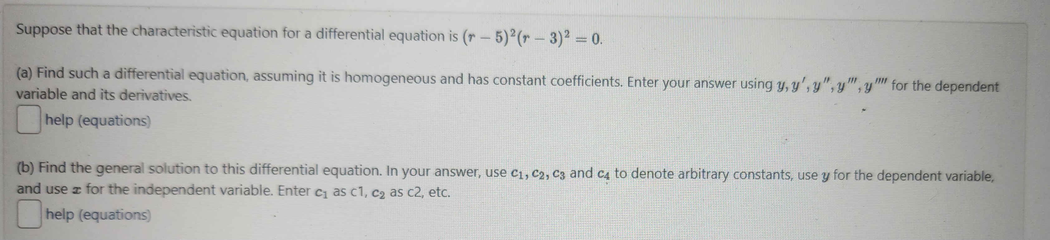 Solved Suppose that the characteristic equation for a | Chegg.com