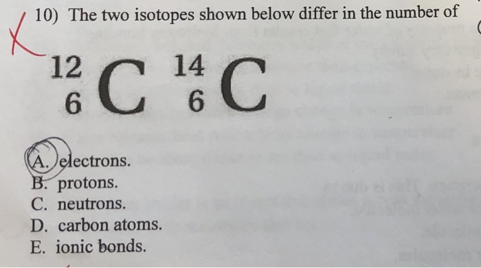 Solved / 10) The two isotopes shown below differ in the | Chegg.com