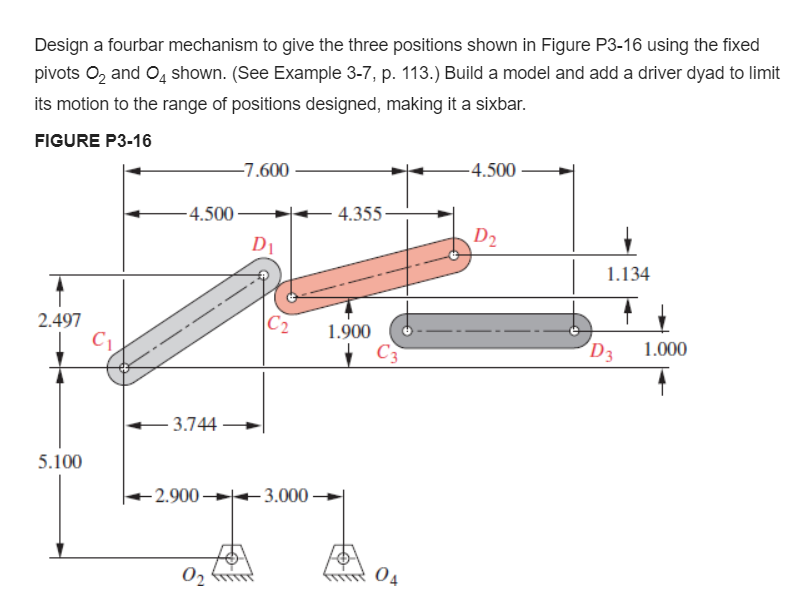 Solved Design a fourbar mechanism to give the three | Chegg.com