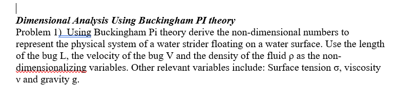 Solved | Dimensional Analysis Using Buckingham PI theory | Chegg.com