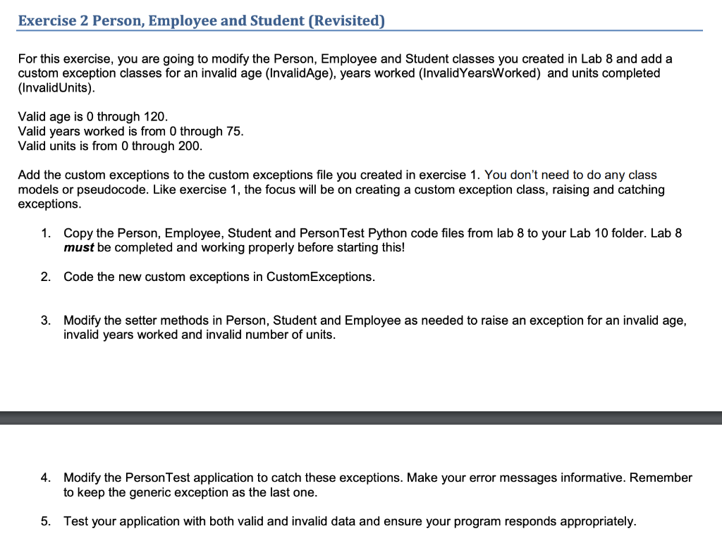 Solved Exercise 2 Person, Employee and Student (Revisited) | Chegg.com