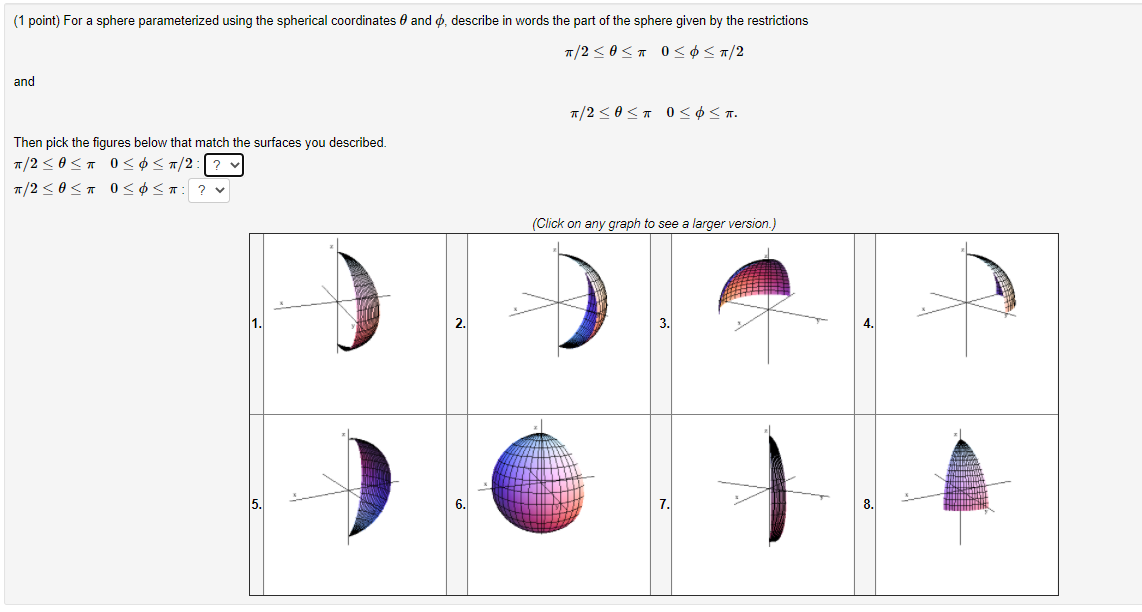 Solved (1 point) For a sphere parameterized using the | Chegg.com
