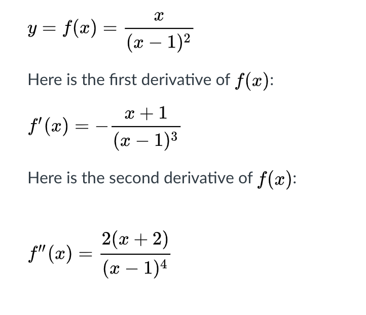 Solved X y = f(x) (x − 1)2 Here is the first derivative of | Chegg.com