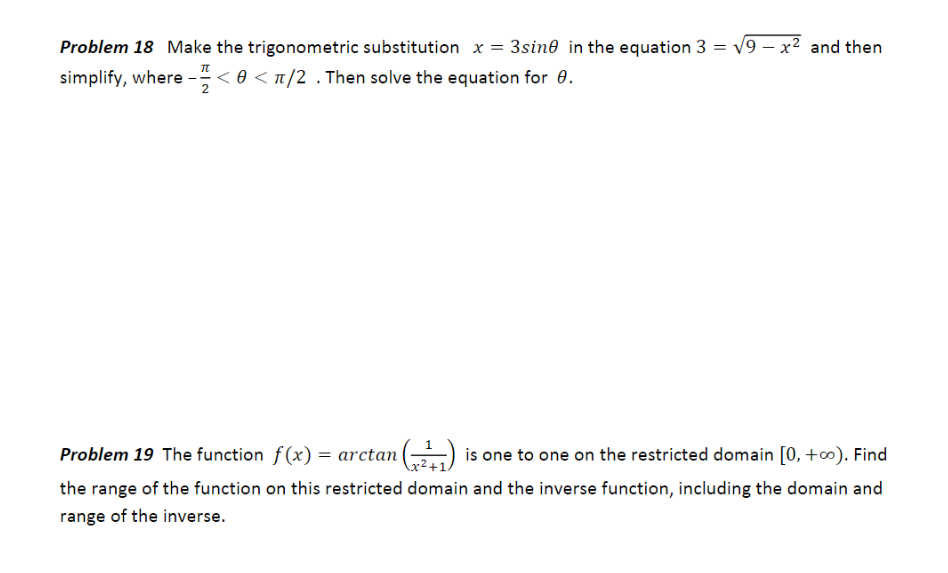 Solved Problem 18 Make the trigonometric substitution | Chegg.com