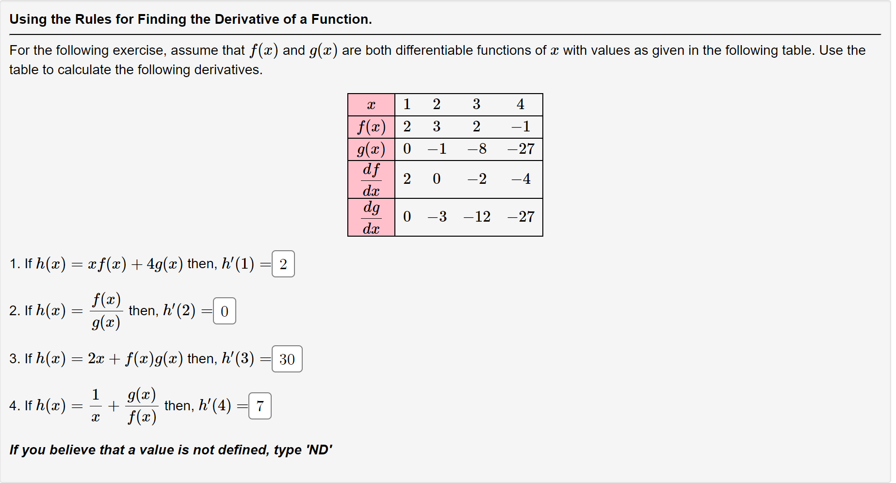 Solved For the following exercise, assume that f(x) and g(x) | Chegg.com