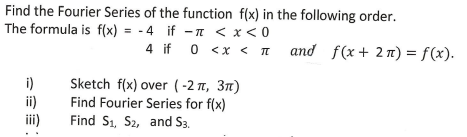Solved Find the Fourier Series of the function f(x) in the | Chegg.com