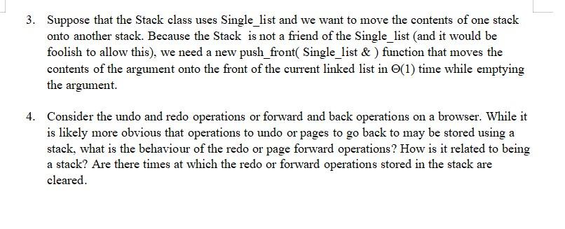 Solved 3. Suppose that the Stack class uses Single_list and | Chegg.com