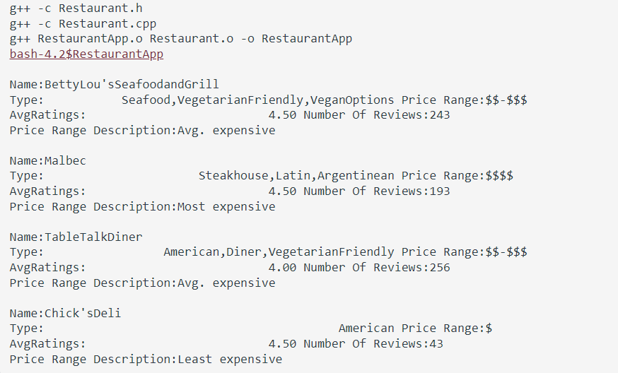 Solved Create a Restaurant class that contains the following | Chegg.com