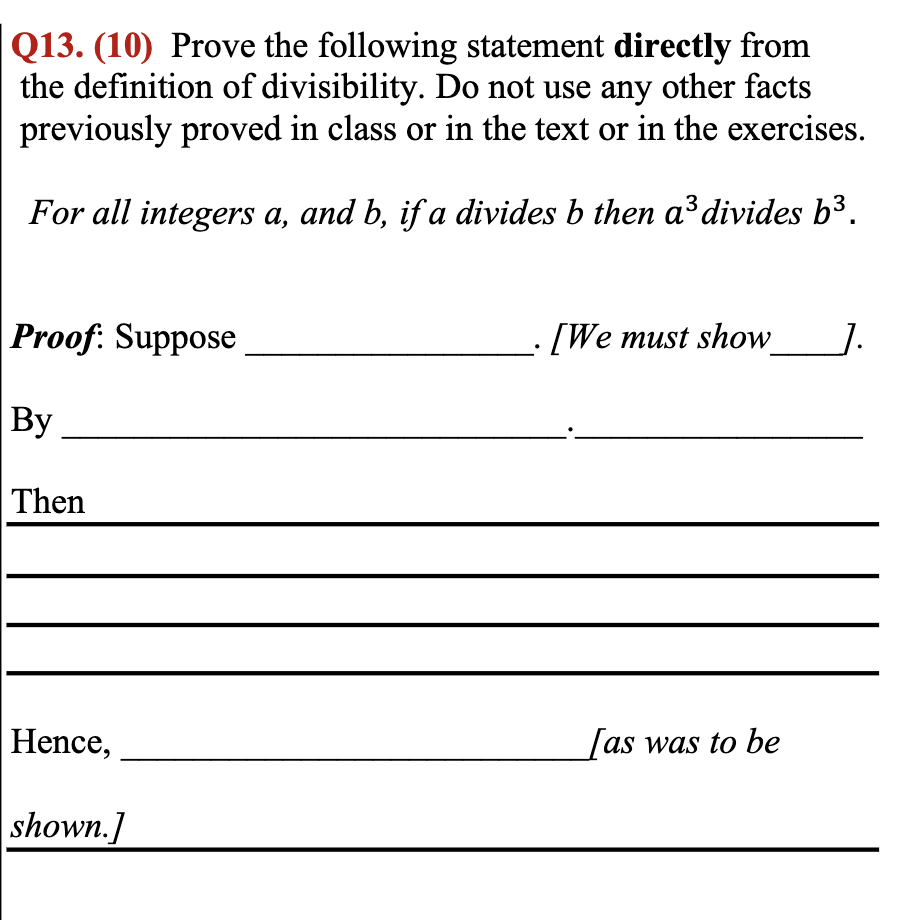 Solved Q13. (10) Prove the following statement directly from | Chegg.com Solved Q13. (10) Prove the following statement directly from | Chegg.com