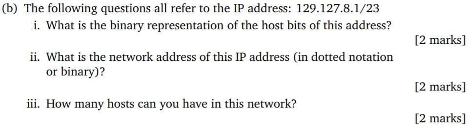 Solved (b) The following questions all refer to the IP | Chegg.com