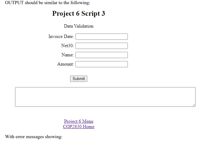 Solved OUTPUT should be similar to the following: Project 6 | Chegg.com