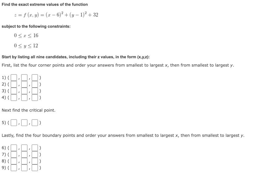 Solved Find the exact extreme values of the function | Chegg.com