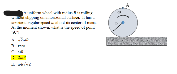 Solved A uniform wheel with radius R is rolling without | Chegg.com