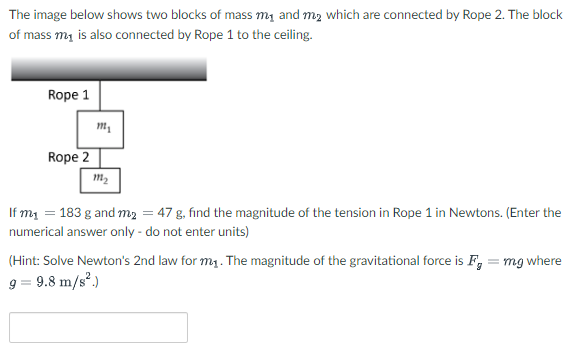 Solved The image below shows two blocks of mass m1 and m2 | Chegg.com