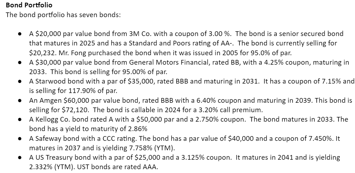 Solved The bond portfolio has seven bonds: - A $20,000 par | Chegg.com